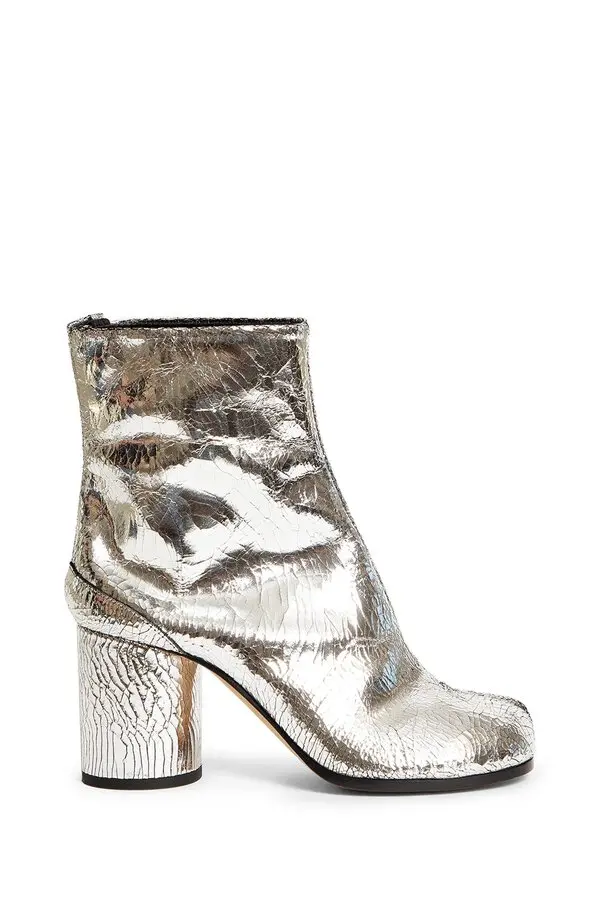 MAISON MARGIELA Tabi Split Toe Metallic Boots - Silver