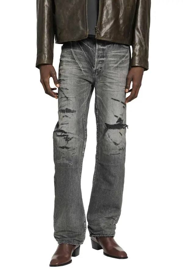 Mastercraft Union Relaxed 'kumori' Repaired Jeans - Grey