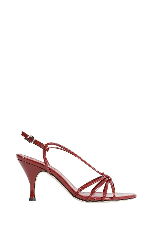 AeydĒ Solange Patent Leather Stiletto Sandals - Red