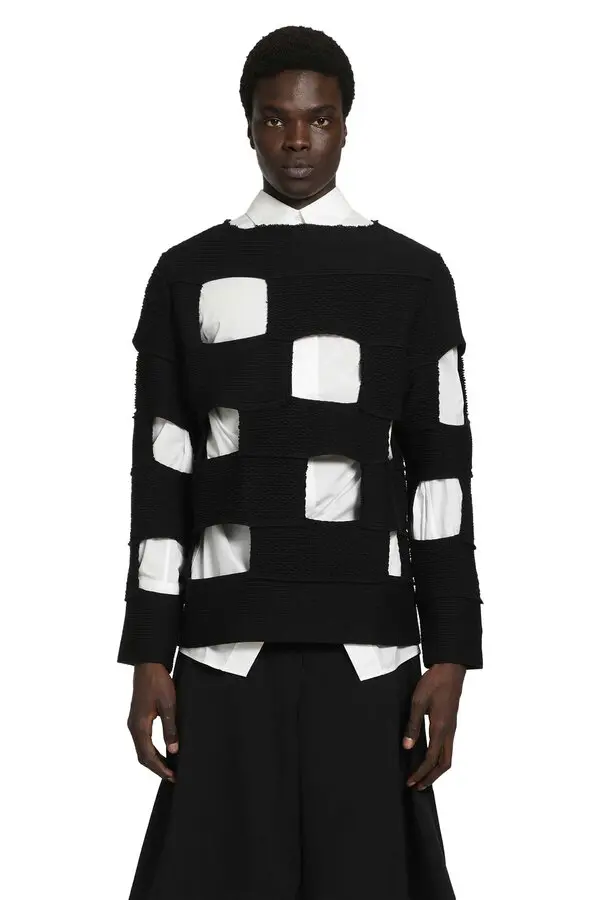 Comme Des Garçons Cut-out Cotton Nylon Knit Sweater