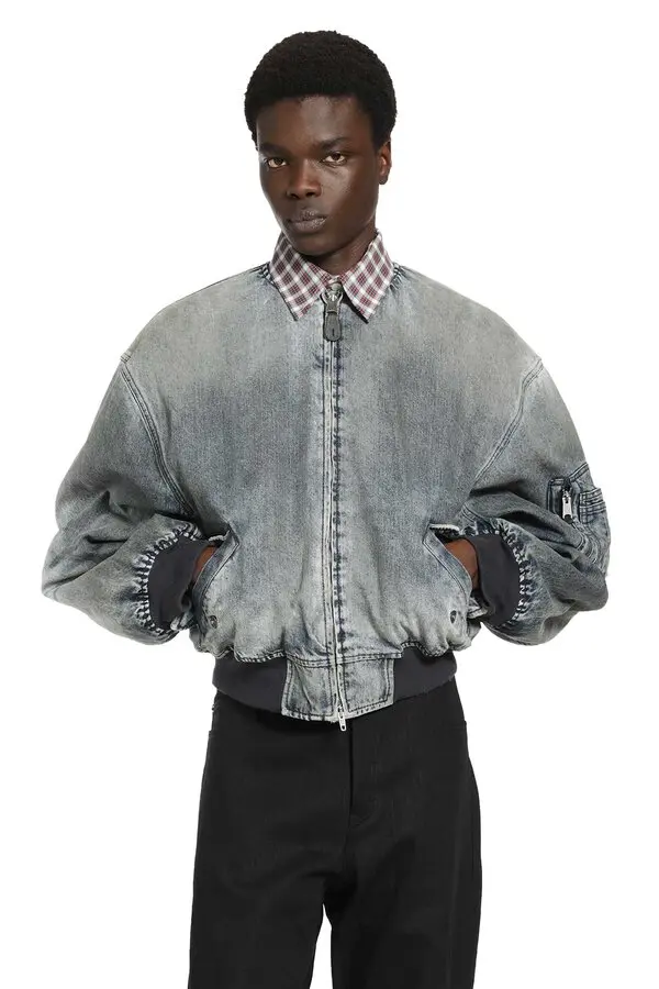 Balenciaga Standard Denim Bomber Jacket - Blue