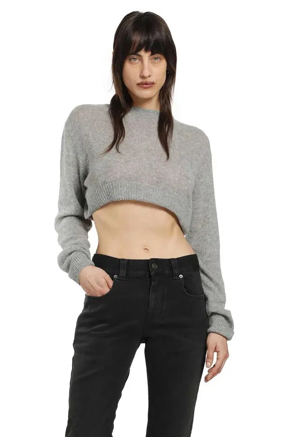 Balenciaga Cropped Cashmere Knit Crewneck Sweater