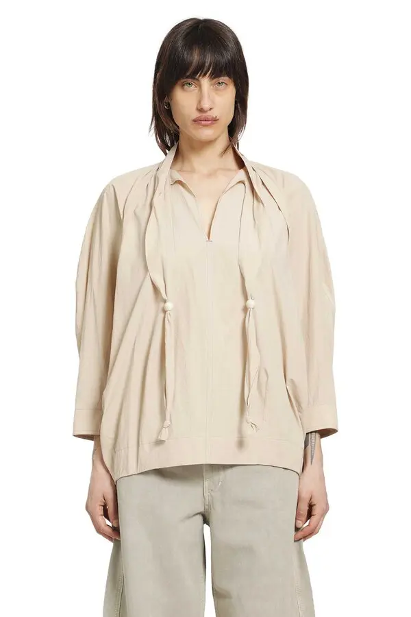 LEMAIRE Cotton Blouse With Integrated Scarf Detail
