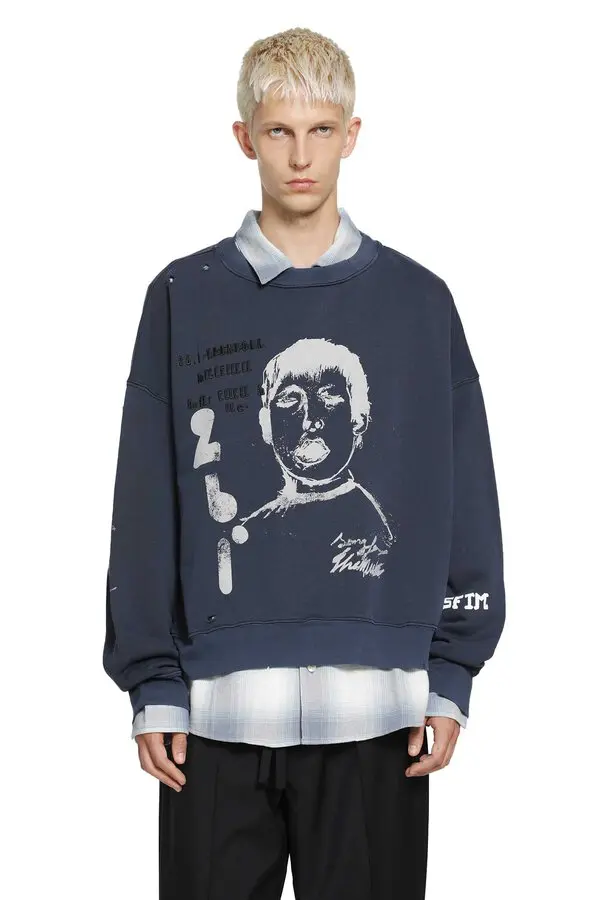 SONG FOR THE MUTE Yawning Kid" Graphic Sweatshirt