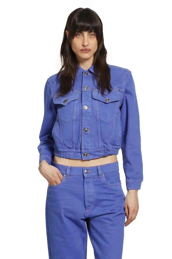 Versace Oversized Cropped Denim Jacket With Medusa Detail