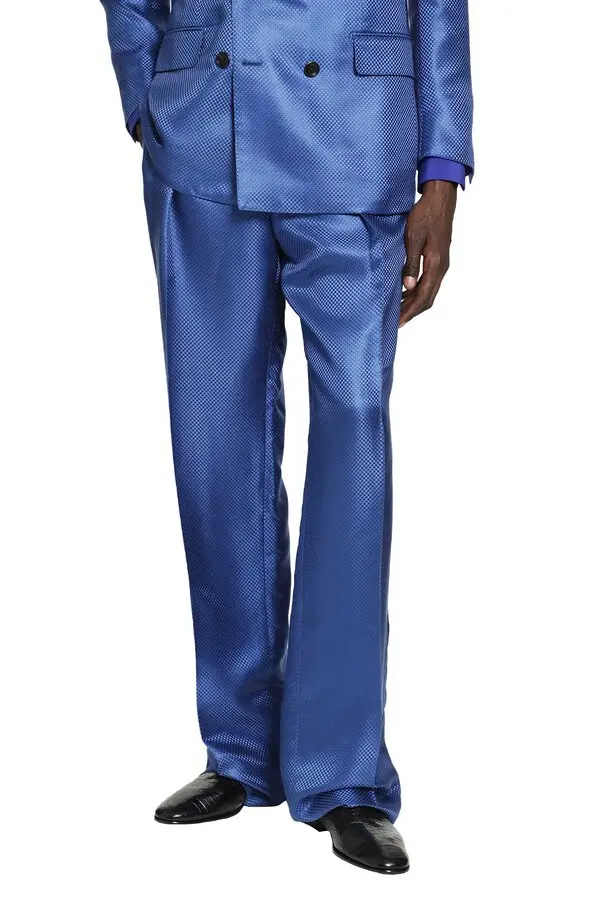 TOM FORD Silk Hopsack Pleated Trousers - Blue