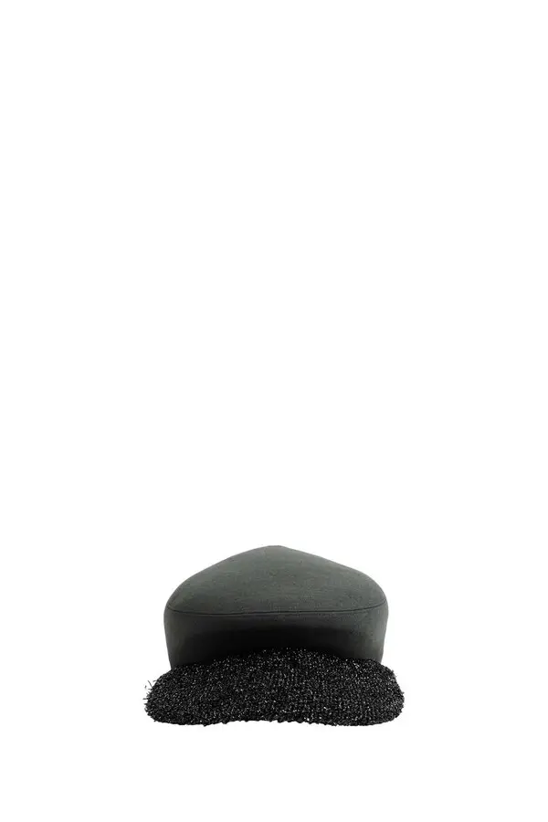Comme Des Garçons Wool Cap With Beaded Visor - Grey