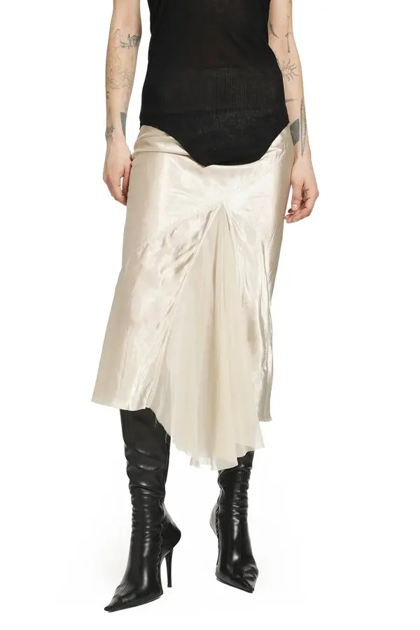 Rick Owens Temple A-line Bias Skirt In Sand