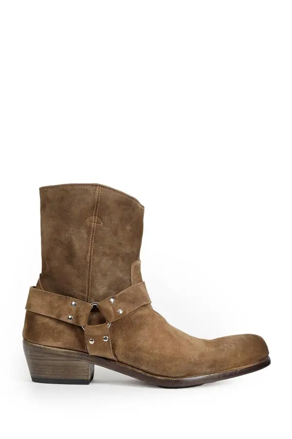 Premiata Suede Ankle Boots With Side Buckle Detail
