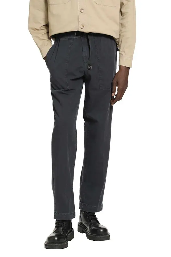 WHITE SAND Belted Cotton Canvas Trousers