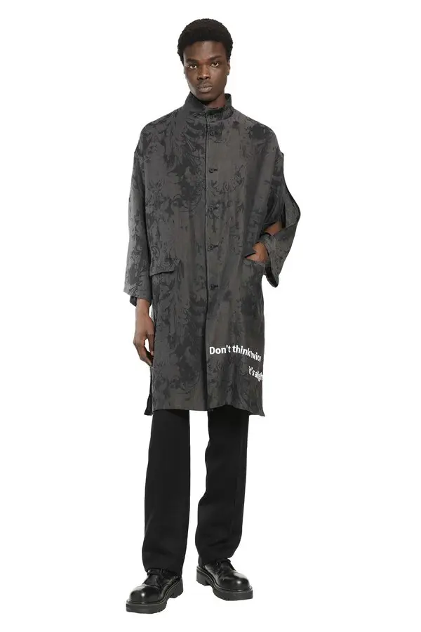 Yohji Yamamoto Jacquard Graphic Print Long Jacket