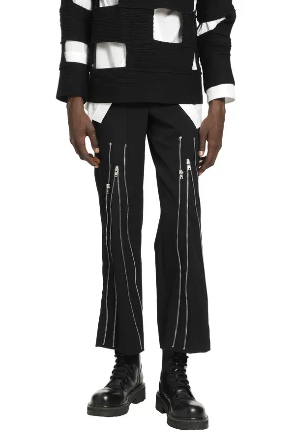 Comme Des Garçons Zipped Wool Trousers - Black