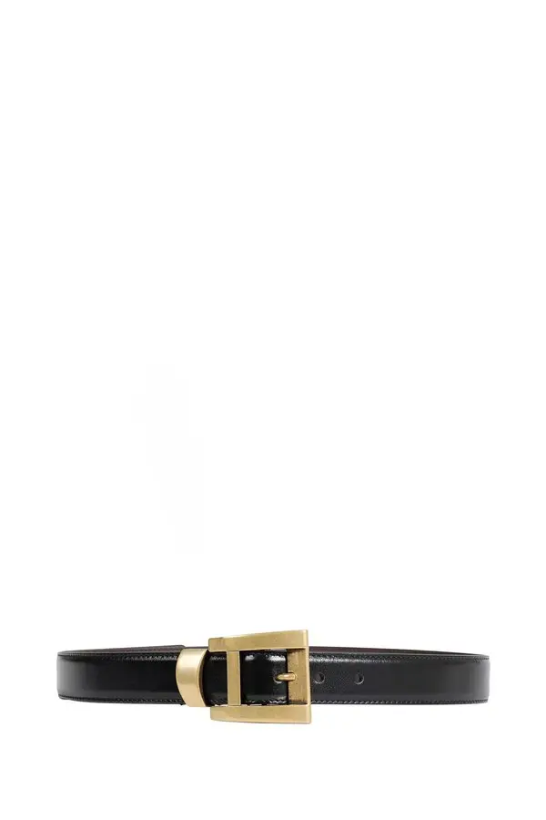 Versace Leather Belt With Gold-tone Buckle - Black