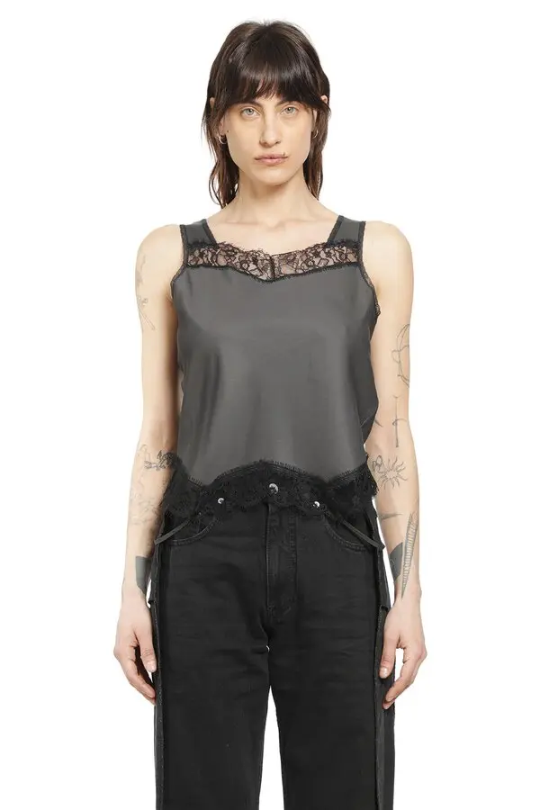 MAISON MARGIELA Lace Trimmed Square Neck Top