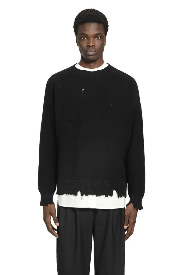 MAISON MARGIELA Distressed Cotton Knit Sweater