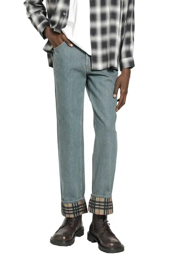 Burberry Light Wash Denim Straight Leg Jeans