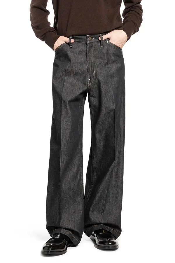 LEMAIRE Wide Leg Studded Denim Pants