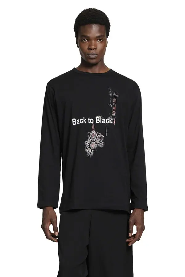 Yohji Yamamoto Graphic Long Sleeve T-shirt - Black