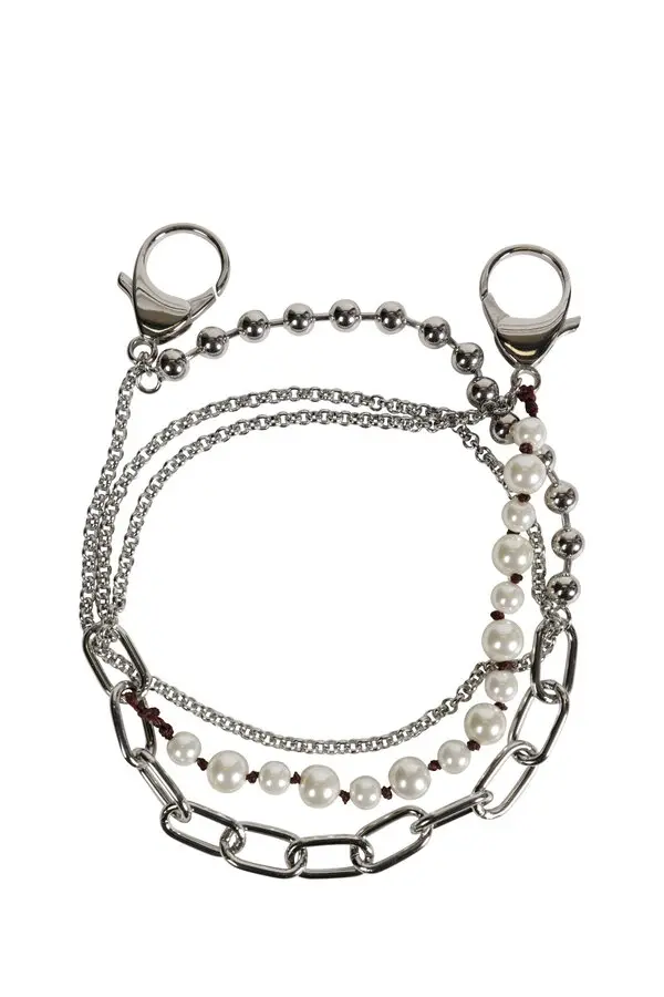 Marni Tone And Faux-pearl Charm Wallet Chain - Silver