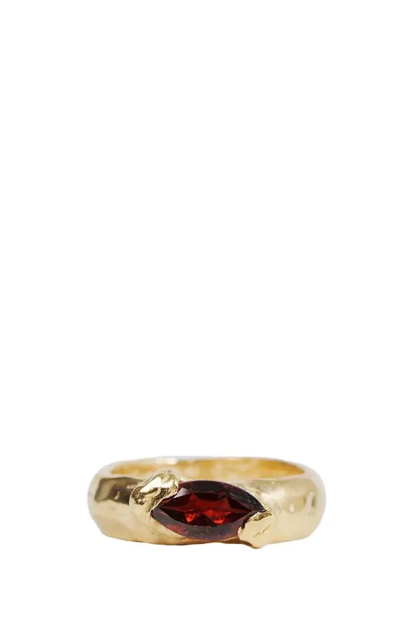 SIMUERO Enero Ring With Garnet - Gold