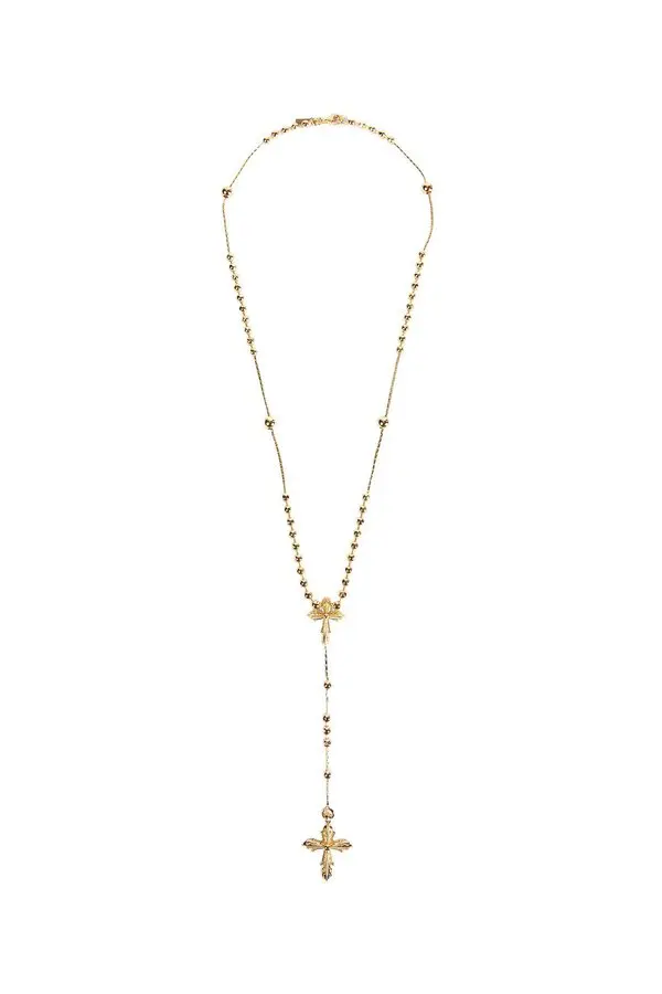 Emanuele Bicocchi Sterling Silver 24k -plated Beaded Rosary Necklace With Cross Pendant - Gold