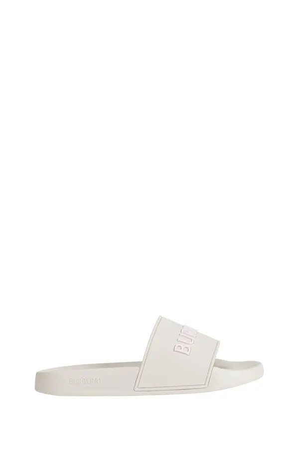 Burberry Embossed Logo Slides - Beige