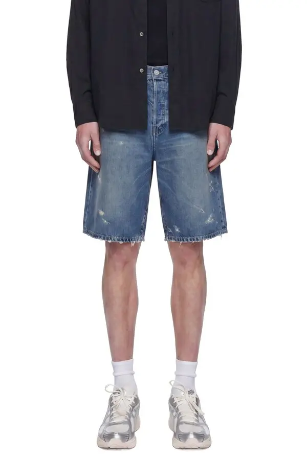 SSSTEIN Distressed Denim Baggy Shorts