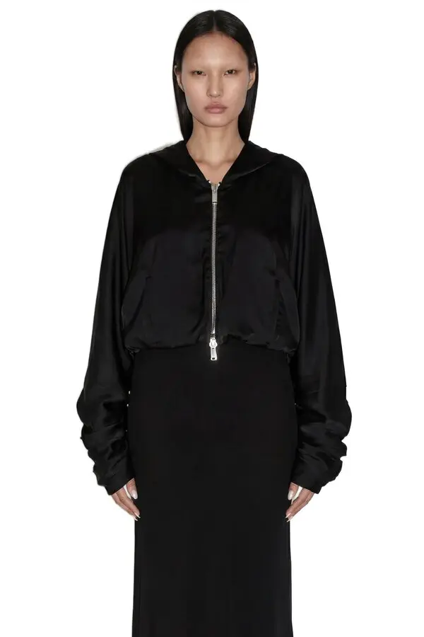 NVL GARDE Cropped Zip-up Hoodie With Pleated Sleeves
