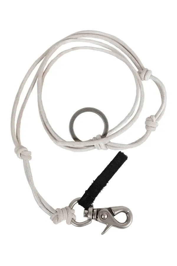 Our Legacy Knotted Leather Cord Keychain - Off-white