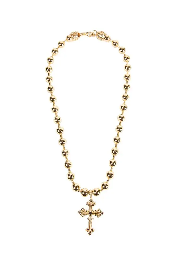 Emanuele Bicocchi Large Beaded Chain Cross Necklace - Gold