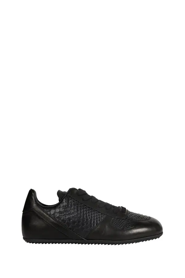 Rick Owens Leather And Python Lace-up Sneakers