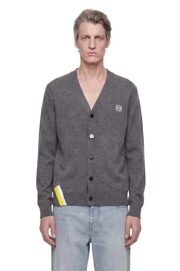 Loewe Wool V-neck Cardigan With Contrast Detailing