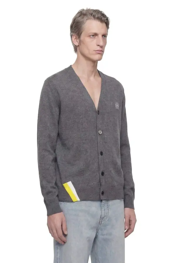 Loewe Wool V-neck Cardigan With Contrast Detailing