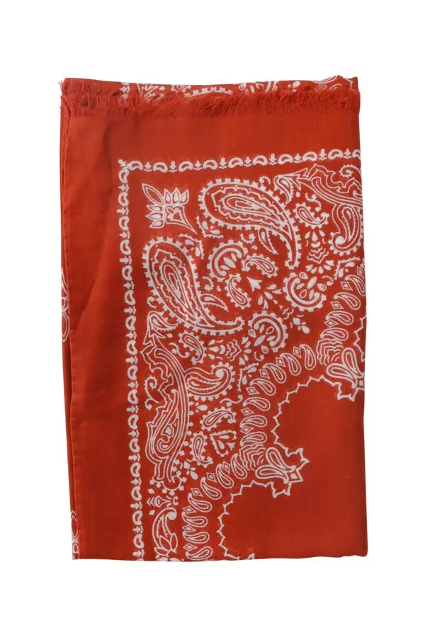 Destin Paisley Print Cotton Bandana - Red