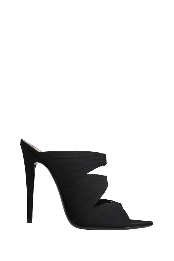 Saint Laurent Emilie Crepe Satin Mules - Black