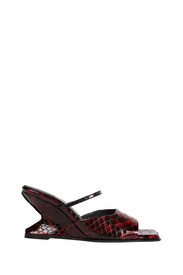 MIISTA Egle Embossed Leather Wedge Sandals