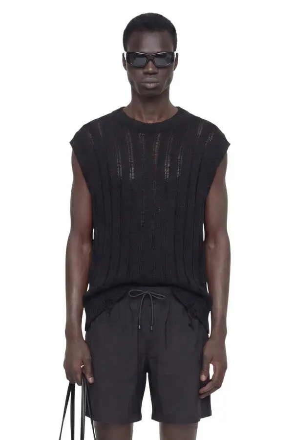 LANEUS Destroyed Knit Vest