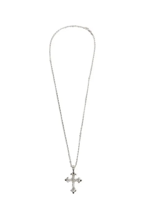 Emanuele Bicocchi Sterling Rose Cross Necklace - Silver