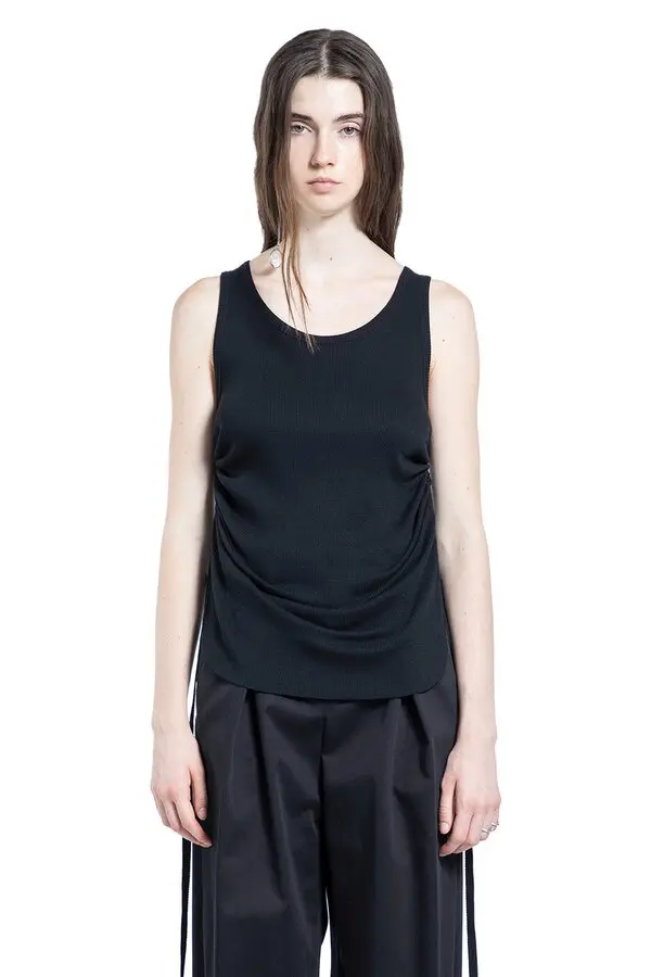 ANN DEMEULEMEESTER Mara Ribbed Cropped Tank Top - Black