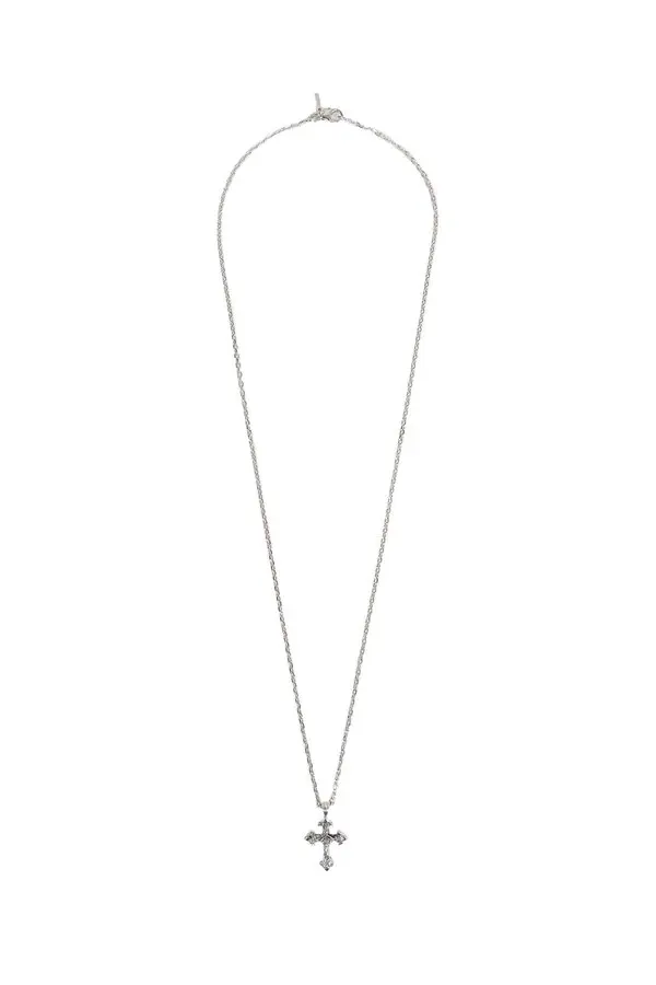 Emanuele Bicocchi Sterling Rose Cross Pendant Necklace - Silver
