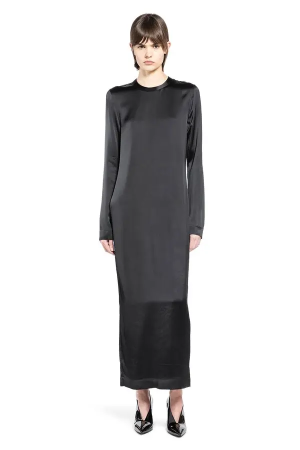 TOTEME Long Sleeve Satin Maxi Dress - Black