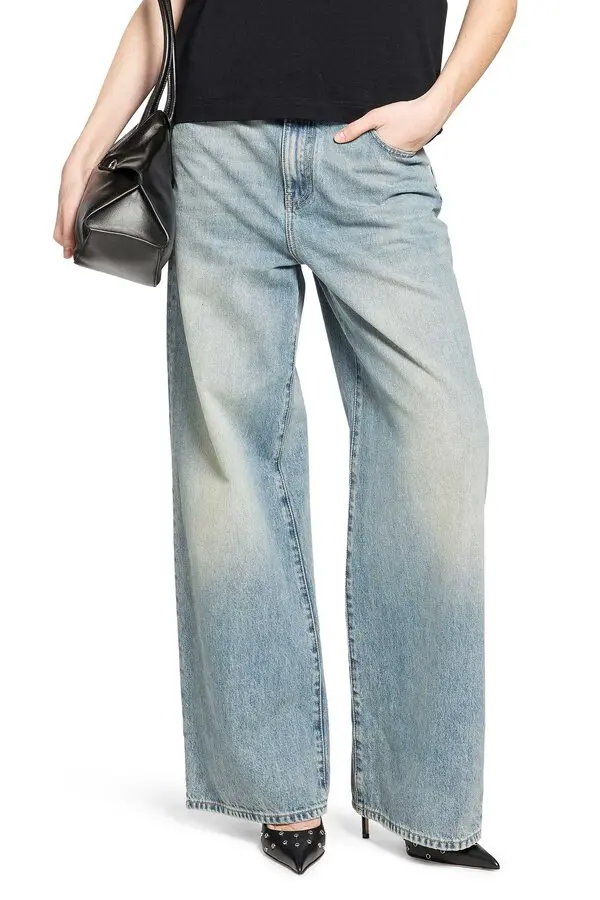 Alexander McQueen Wide Leg Washed Denim Trousers