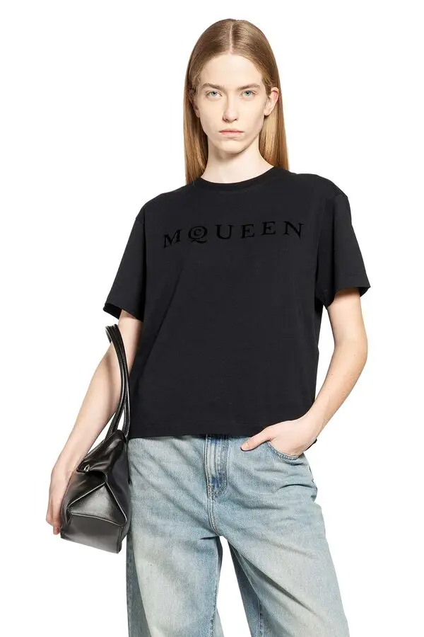 Alexander McQueen Boxy Velvet Logo T-shirt