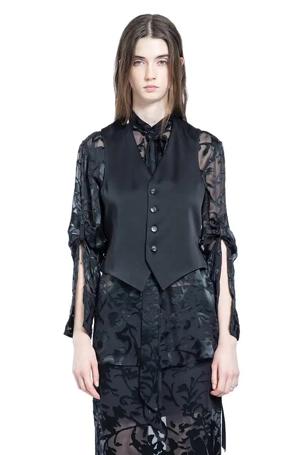 ANN DEMEULEMEESTER Dévoré Ramage Satin Shirt With Removable Neck-tie