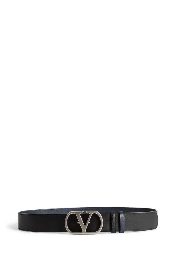 Valentino Garavani Vlogo Reversible Leather Belt - Black