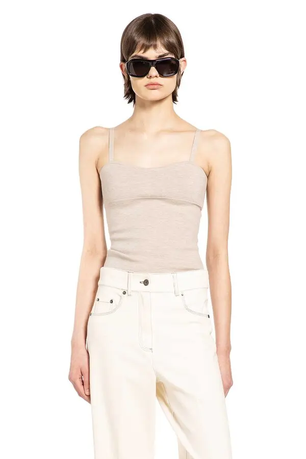 Max Mara Wool Knit Sweetheart Neck Sleeveless Top
