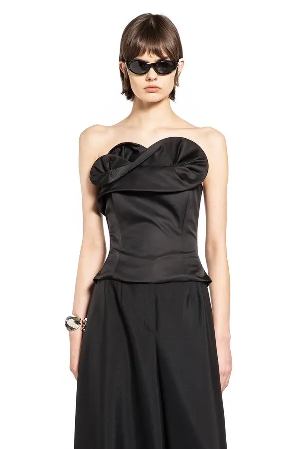 Magda Butrym Wool Silk Corset With Sculptural Flower Detail