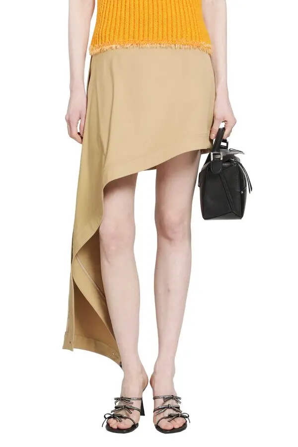 Loewe Asymmetric Cotton Silk Gabardine Skirt