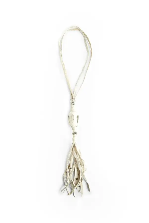 KD2024 Braided Leather Jaguar Pendant Necklace - Black