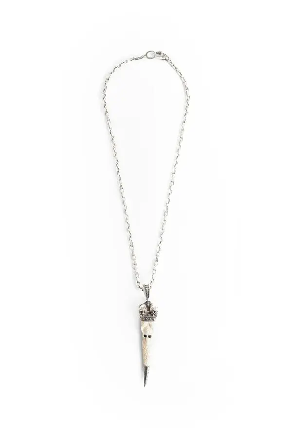 KD2024 Gold-plated Sterling Skull Horn Pendant Necklace - Silver